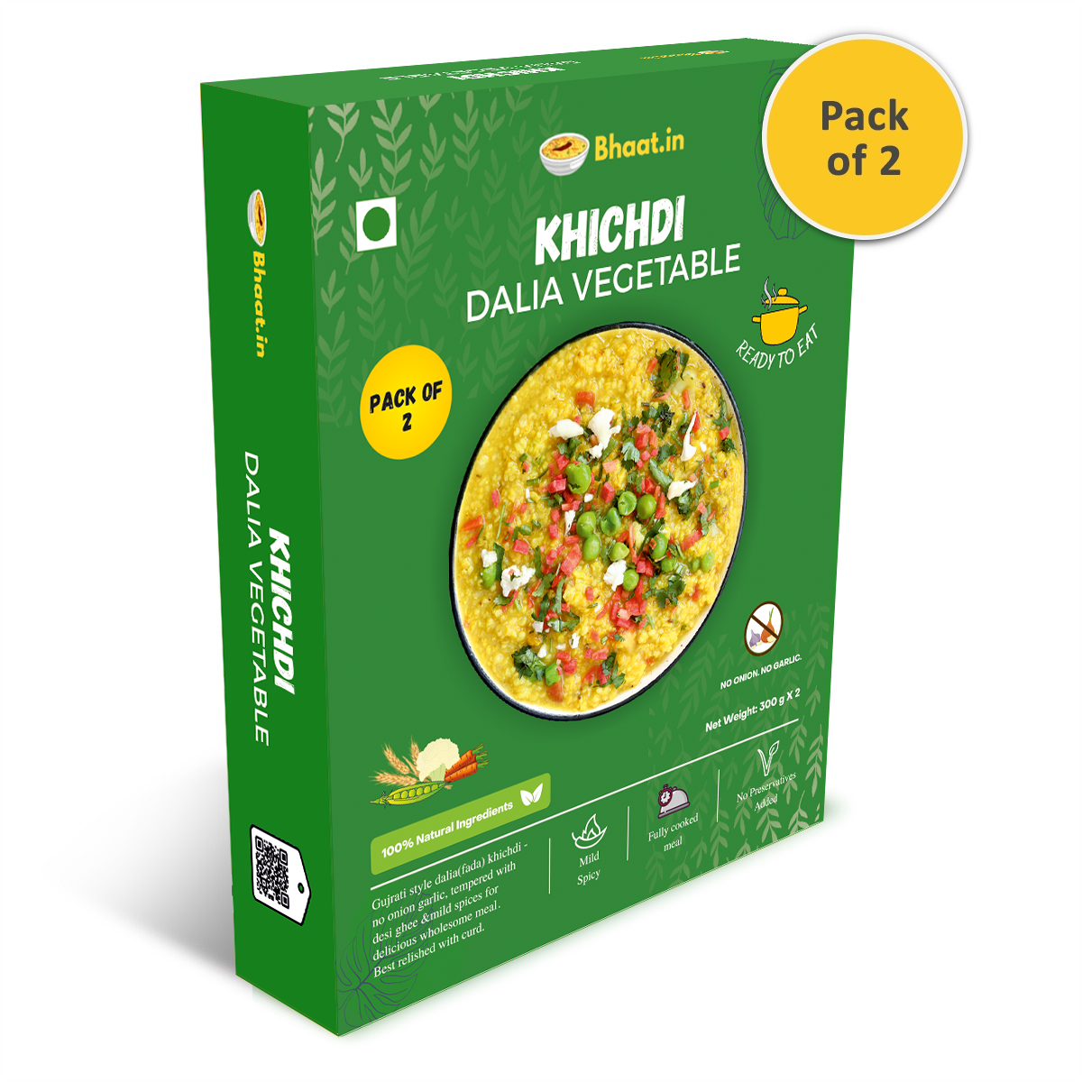 Pack of 2 - Ready to Eat|Dalia vegetable khichdi – Bhaat.in